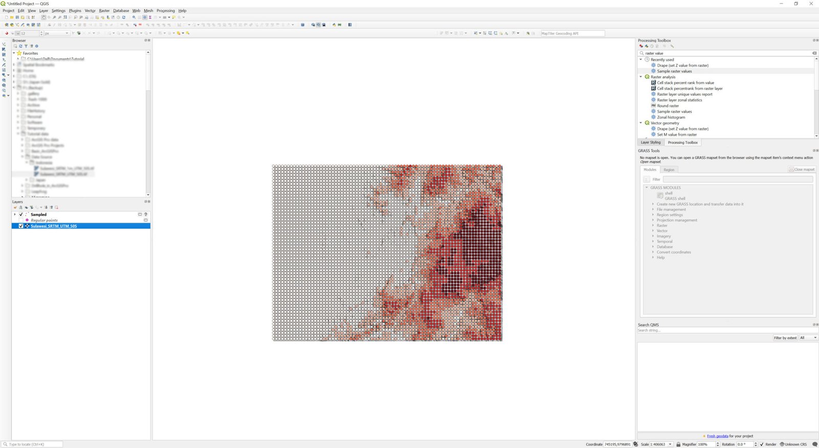 How to Get Point Elevation from Surface Grid on QGIS - GIS Tutorial