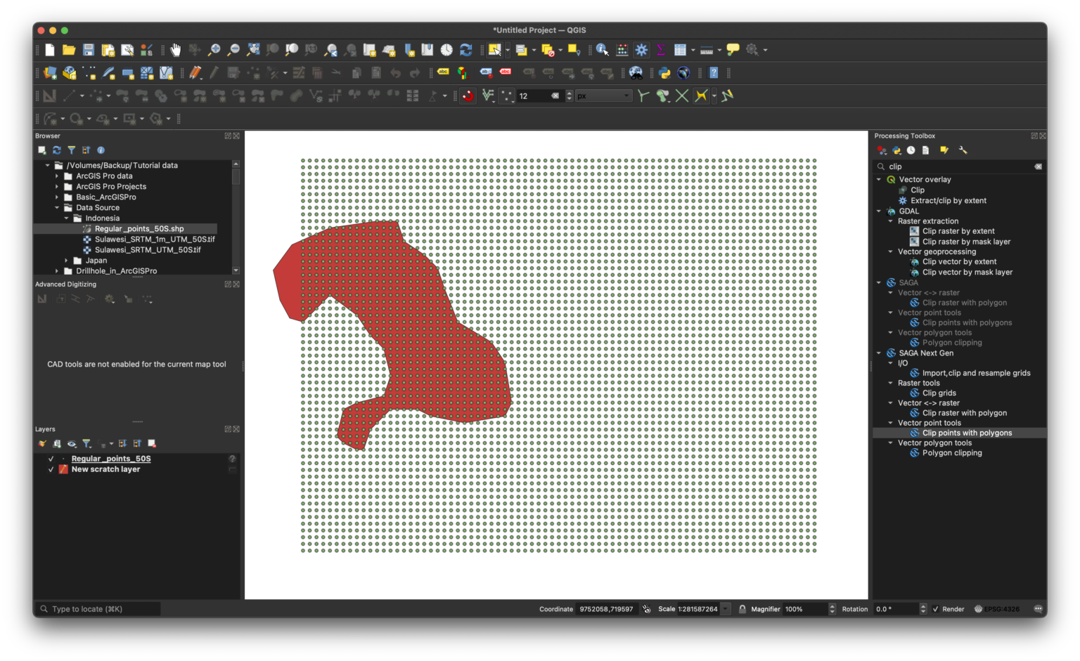 How To Clip Point With Polygon In Qgis Gis Tutorial