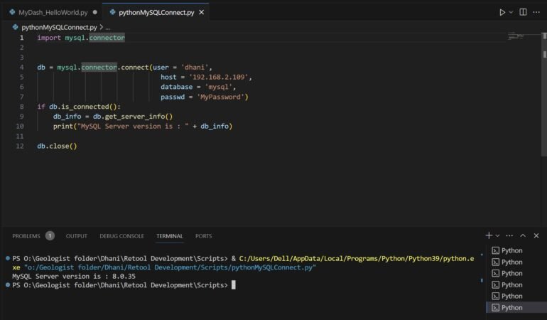 My Python Journey 02 Connect To Mysql Database From Python Gis Tutorial 8540